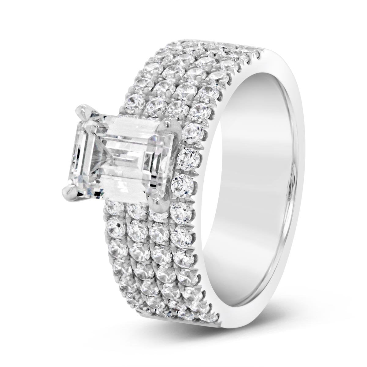 Wide Four Row Diamond Pave Band Engagement Ring - YJC3489R – The ...